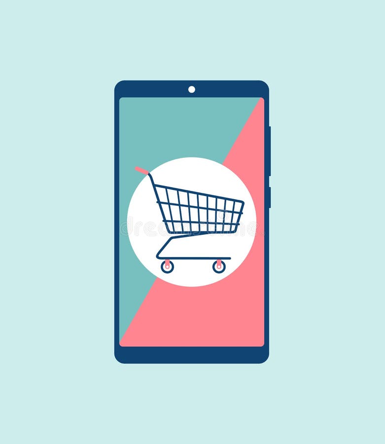 Shopping Cart on the Smartphone Screen. the Concept of Online Shopping ...