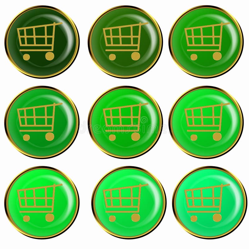 Shopping web buttons green stock vector. Illustration of status - 17971996