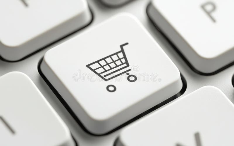 Shopping Cart Symbol on Keyboard Key Close-up Stock Illustration ...