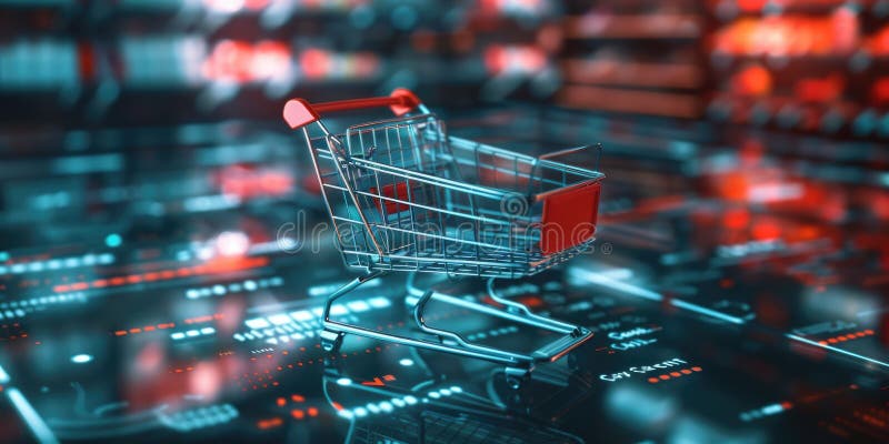 Shopping Cart Symbol on Top of Computer Keyboard, Suitable for E ...