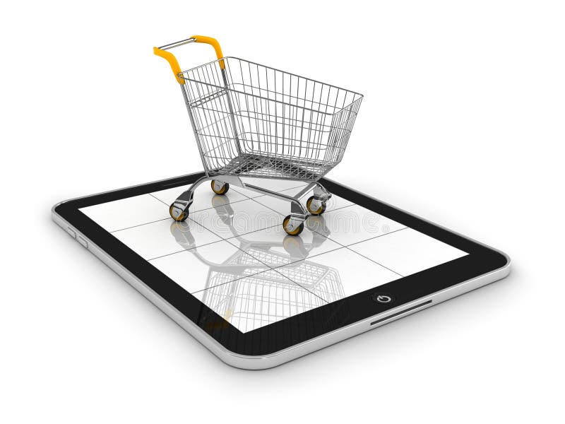 Store of Mobile Software. Smartphone Apps Icons in Shopping Cart Stock ...