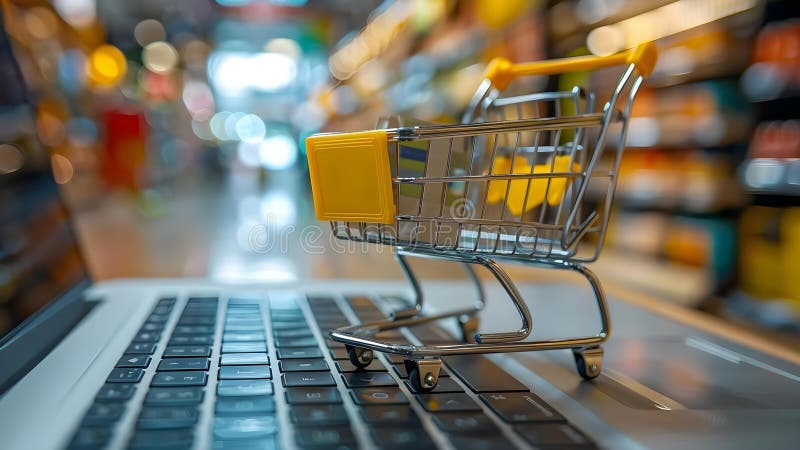 Shopping Cart Technology: Laptop in Online Cart Using Internet ...