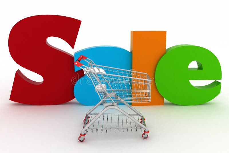 Shopping cart and text stock illustration. Illustration of closeup ...