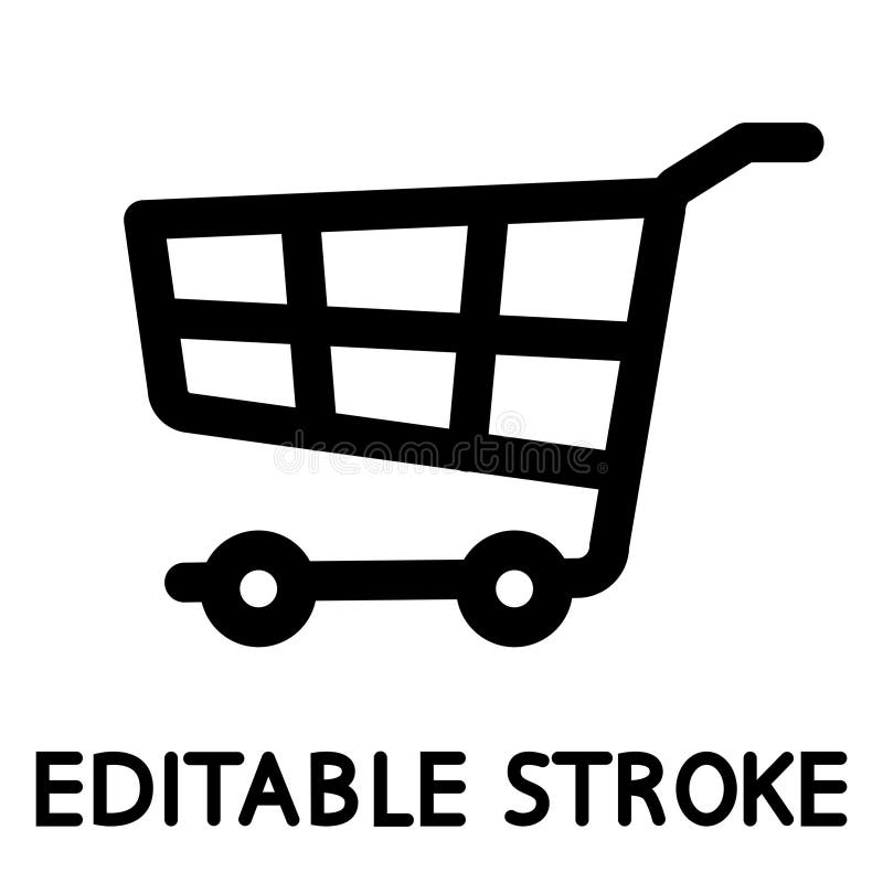 Shopping Cart, Trolley Handle Symbol, Basket Line Vector Icon Stock ...