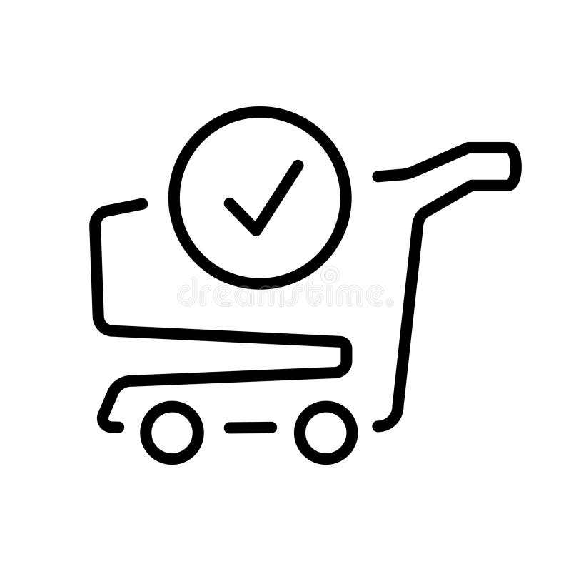 Shopping Cart, Trolley Handle Symbol, Basket Line Vector Icon Stock ...
