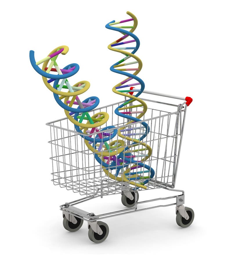 Shopping Cart with Two Dna Molecule Inside Stock Illustration ...