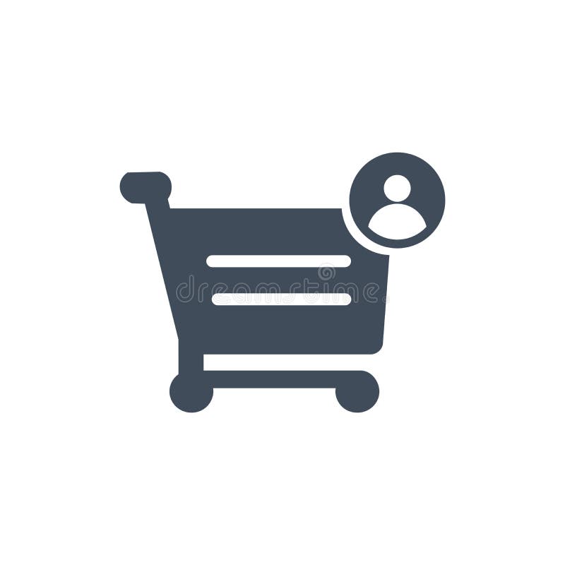 Shopping Cart with User or Account Sign Vector Icon. Flat Sign for ...