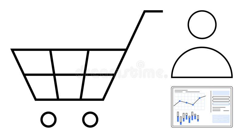 E-commerce Analytics Shopping Cart, User Icon, and Data Report ...