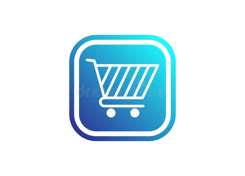 Shopping Cart Vector Icon. Blue Gradient Color Illustration Stock ...