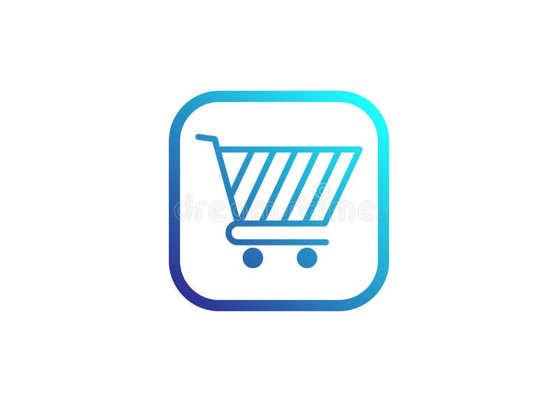 Shopping Cart Vector Icon. Blue Gradient Color Illustration Stock ...