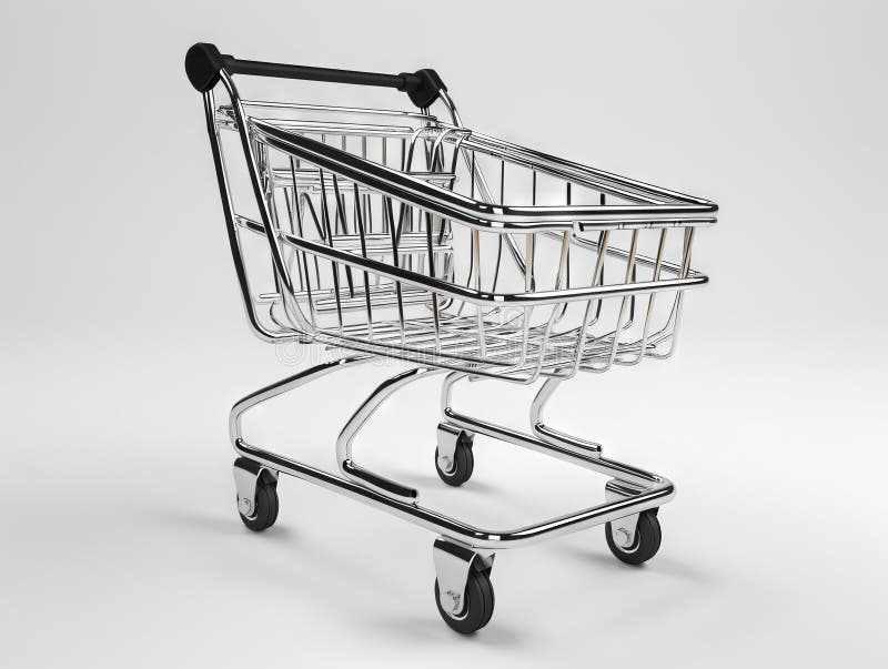 A Shopping Cart on Wheels is Shown on a White Background Stock Photo ...