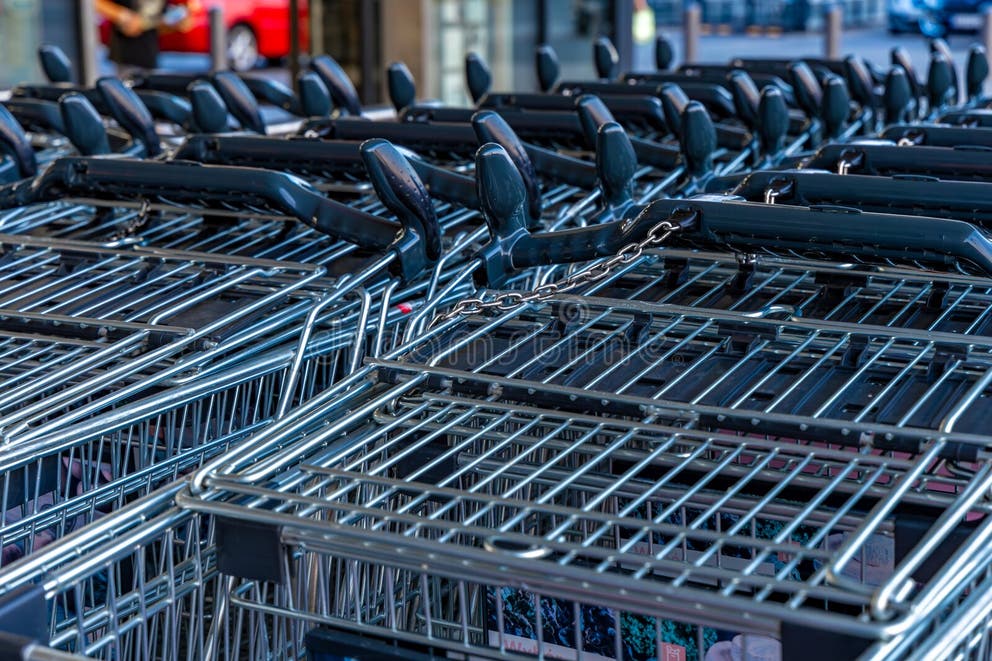 Shopping Carts in Front of a Hypermarket Stock Image - Image of friday ...