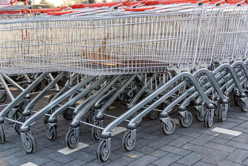 Shopping Carts - Handle with Lock Stock Photo - Image of carts ...