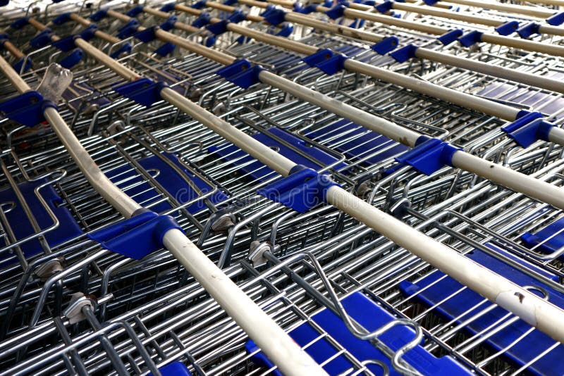 Shopping Carts Stacked Together Stock Photo - Image of seller, business ...