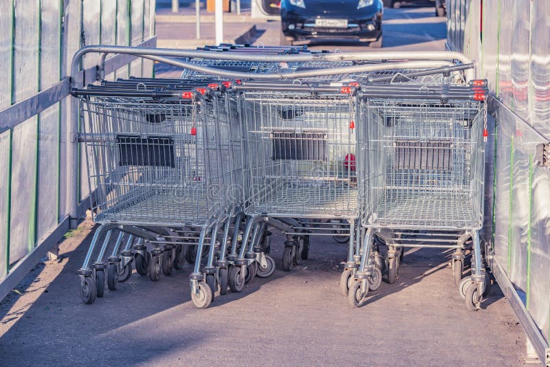 Shopping Carts on the Street. Stock Photo - Image of basket, commerce ...
