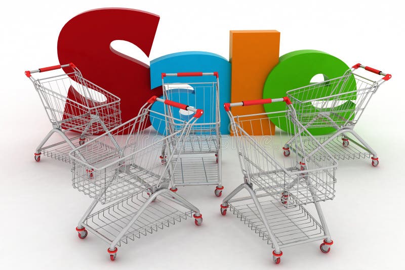 Shopping carts and text stock illustration. Illustration of closeup ...