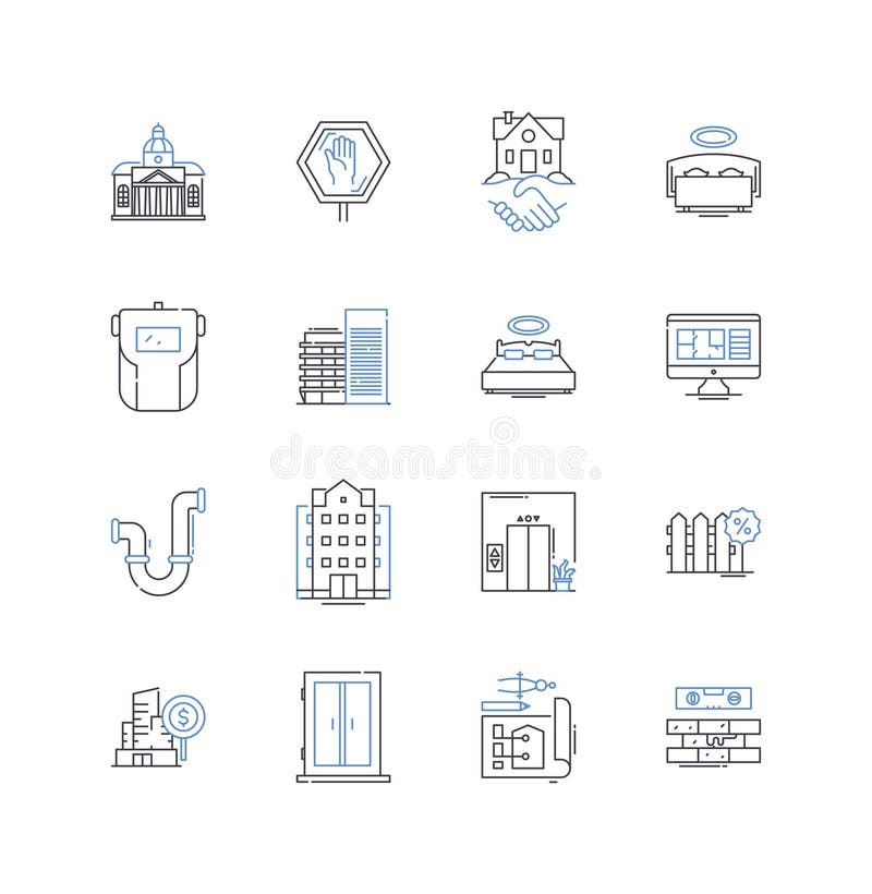 Shopping Center Development Line Icons Collection Retail Shopping Center Development Mall