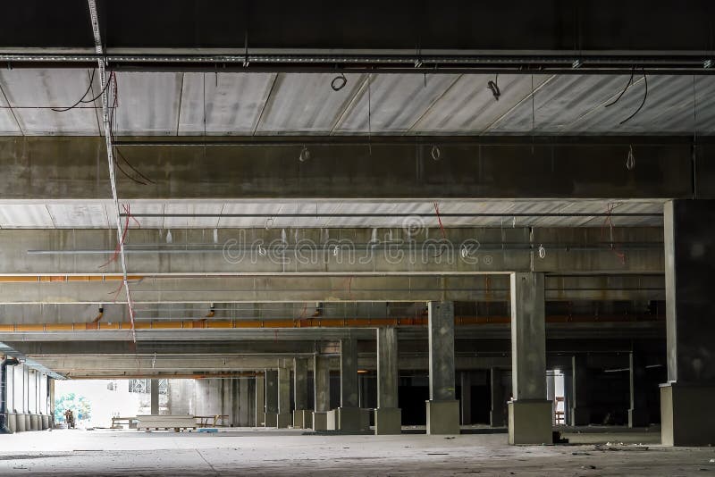 Shopping Center Underground Parking Lot Under Construction Stock Photo ...