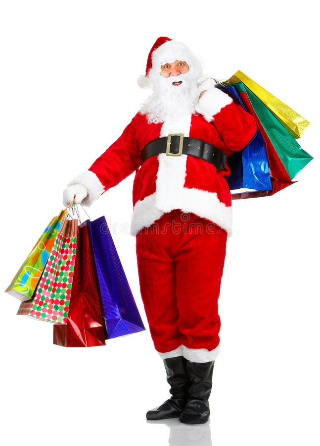 Shopping Christmas Santa stock photo. Image of smile, shopping - 7270406
