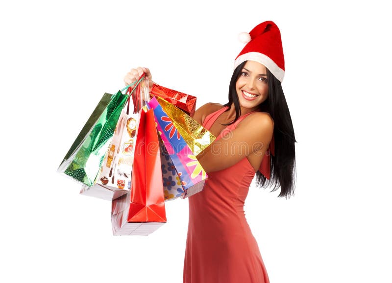 Shopping Christmas Santa stock photo. Image of smile, shopping - 7270406