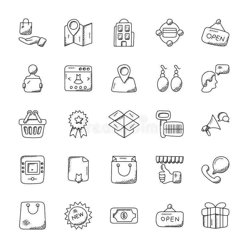 Creative Doodles for Shopping Stock Illustration - Illustration of bags ...