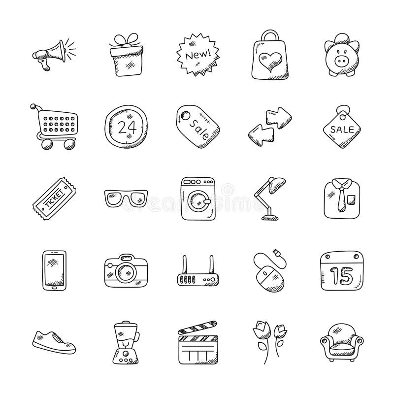 Shopping doodles stock vector. Illustration of marketing - 9228479