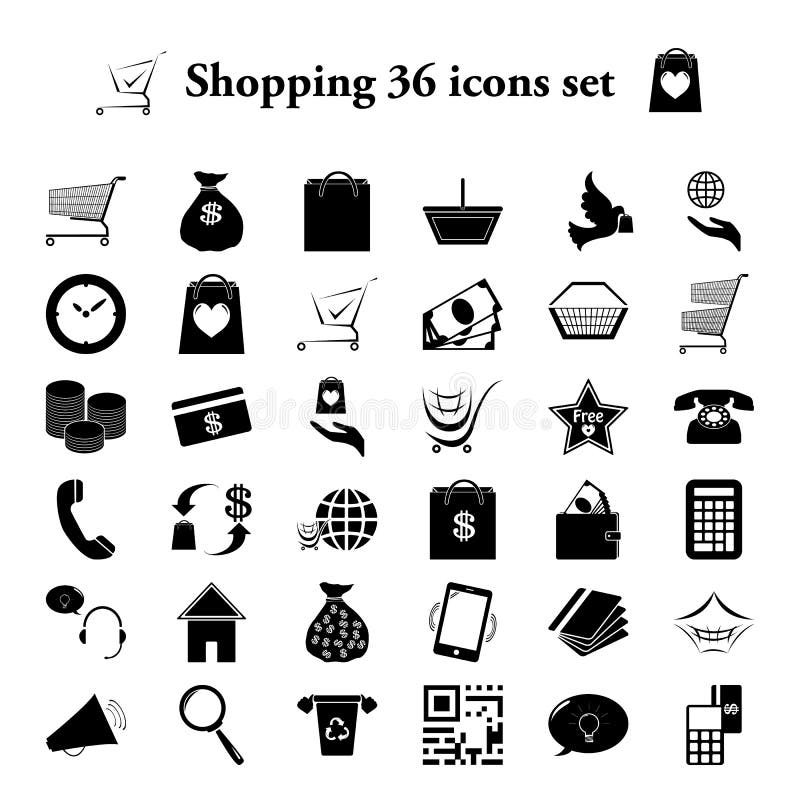 Shopping and Commerce Simple Icons Set Stock Vector - Illustration of ...