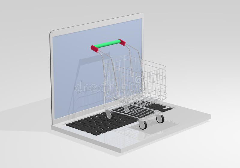 Shopping in computer stock illustration. Illustration of computer ...