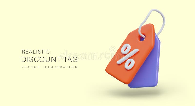 Shopping Coupon. Realistic Label, Tag with Percent Mark Stock Vector ...