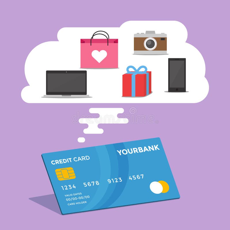 Shopping by Credit Card Concept. Stock Vector - Illustration of gift ...