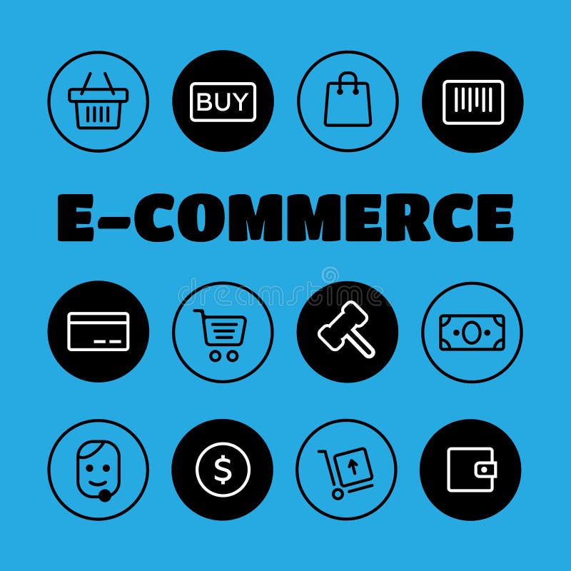 Shopping and E-commerce Icons Set. Shopping Business E-commerce Stock ...