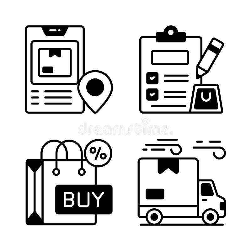 Shopping and E-commerce, Simple Vector Stock Vector - Illustration of ...