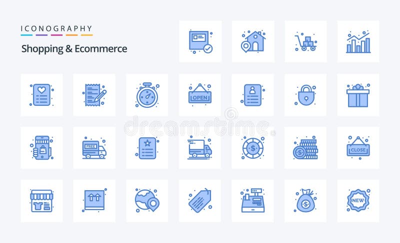 25 Shopping & Ecommerce Blue Icon Pack. Vector Icons Illustration Stock ... 25 Shopping & Ecommerce Blue Icon Pack. Vector Icons Illustration Stock ...