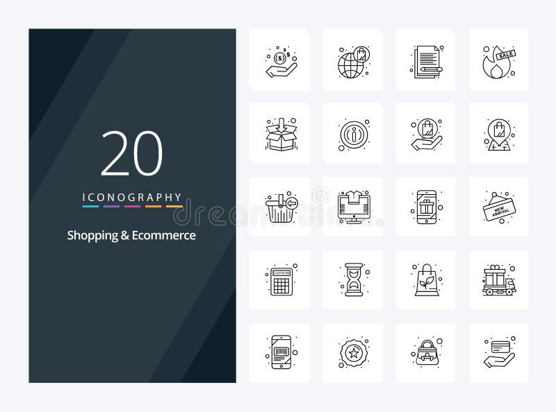 20 Shopping Ecommerce Outline Icon for Presentation Stock Vector ...