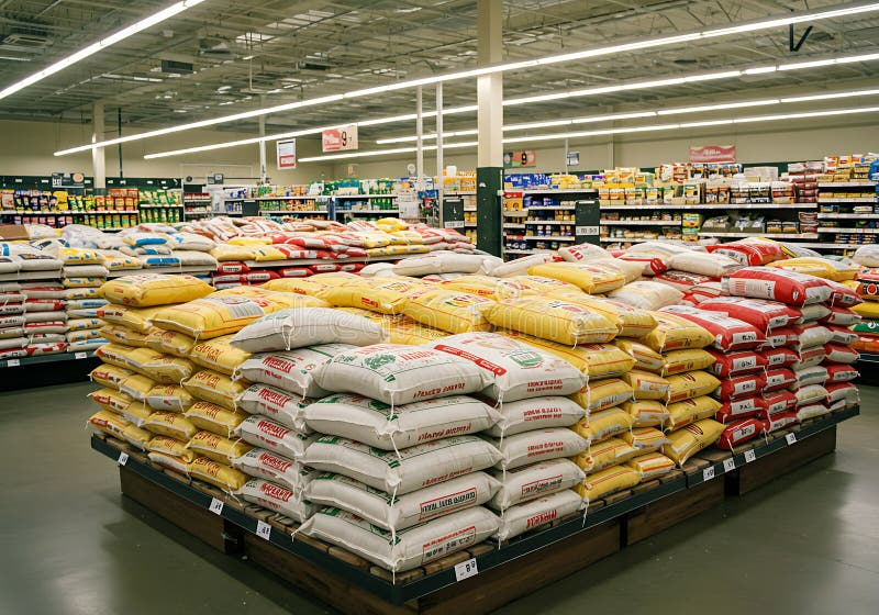 Grocery Store Rice Aisle stock illustration. Illustration of grocery ...