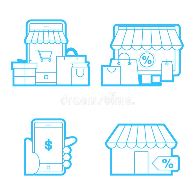 Shopping and Festival Icon Set Stock Vector - Illustration of internet ...
