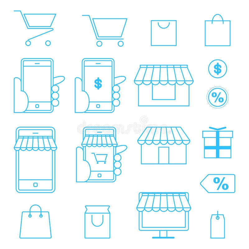 Shopping and Festival Icon Set Stock Vector - Illustration of internet ...