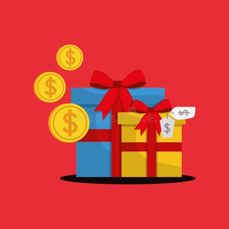 Shopping gift box money stock vector. Illustration of present - 79765837