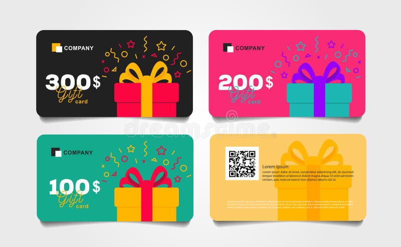 Shopping Gift Cards Template Set with Gift Box and Dollar Numbers ...