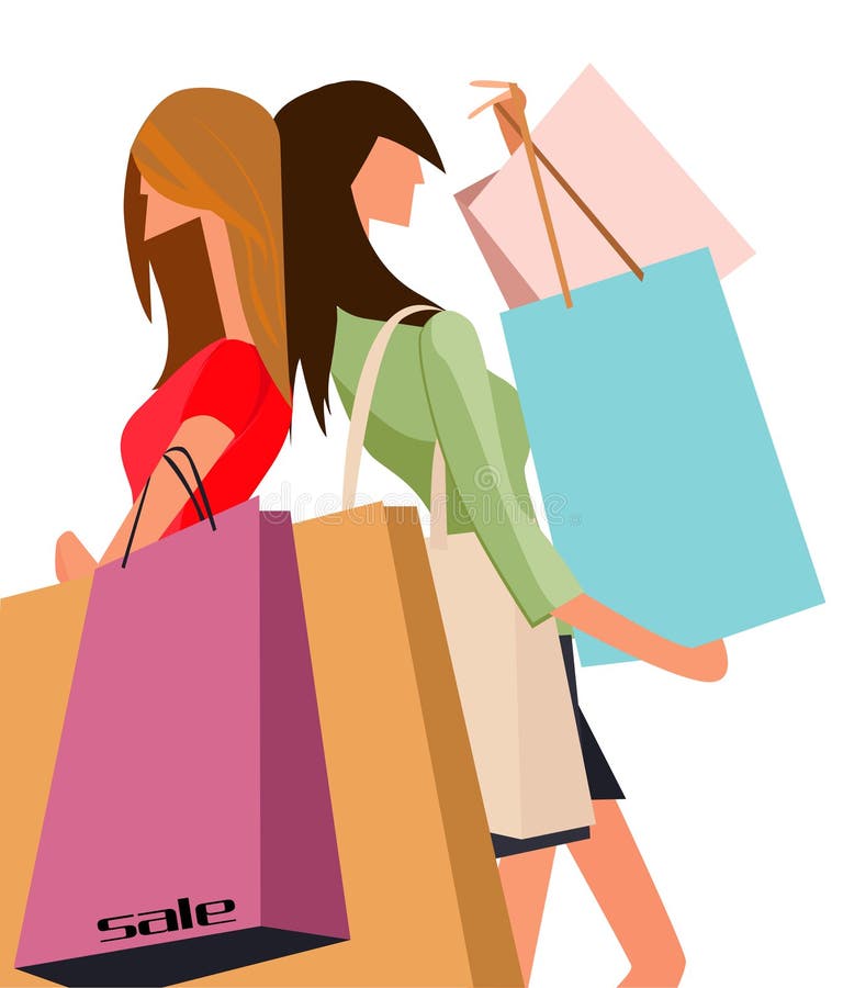 Two Girls Shopping Mall Stock Illustrations – 89 Two Girls Shopping ...