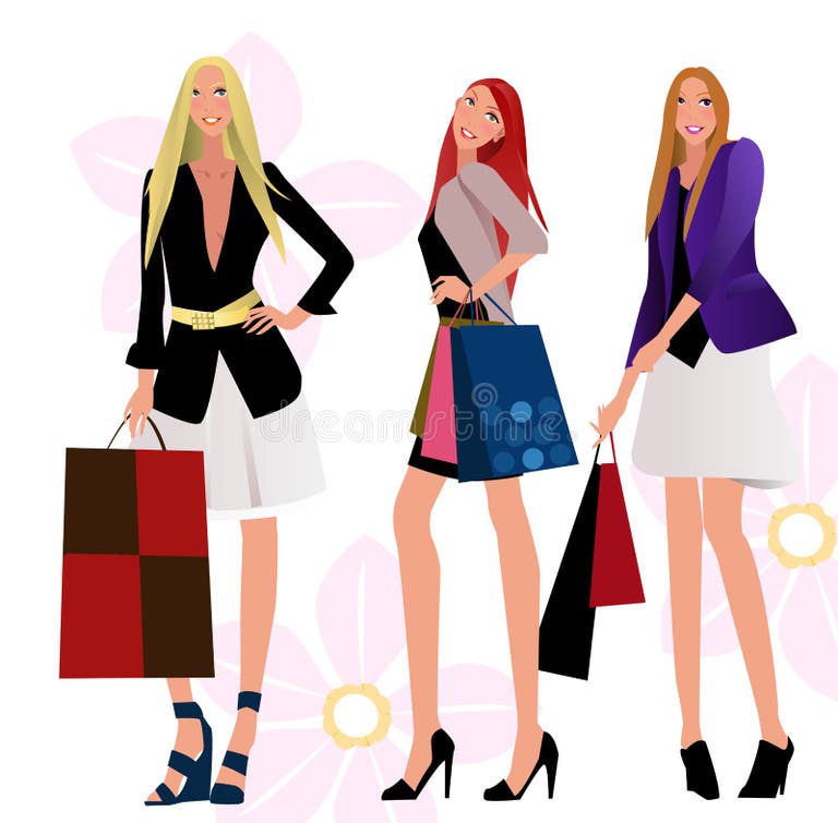 Two Girls Shopping Mall Stock Illustrations – 89 Two Girls Shopping ...