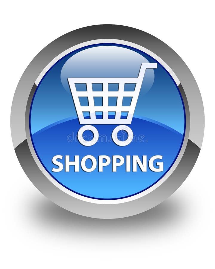 Shopping Glossy Blue Round Button Stock Illustration - Illustration of ...