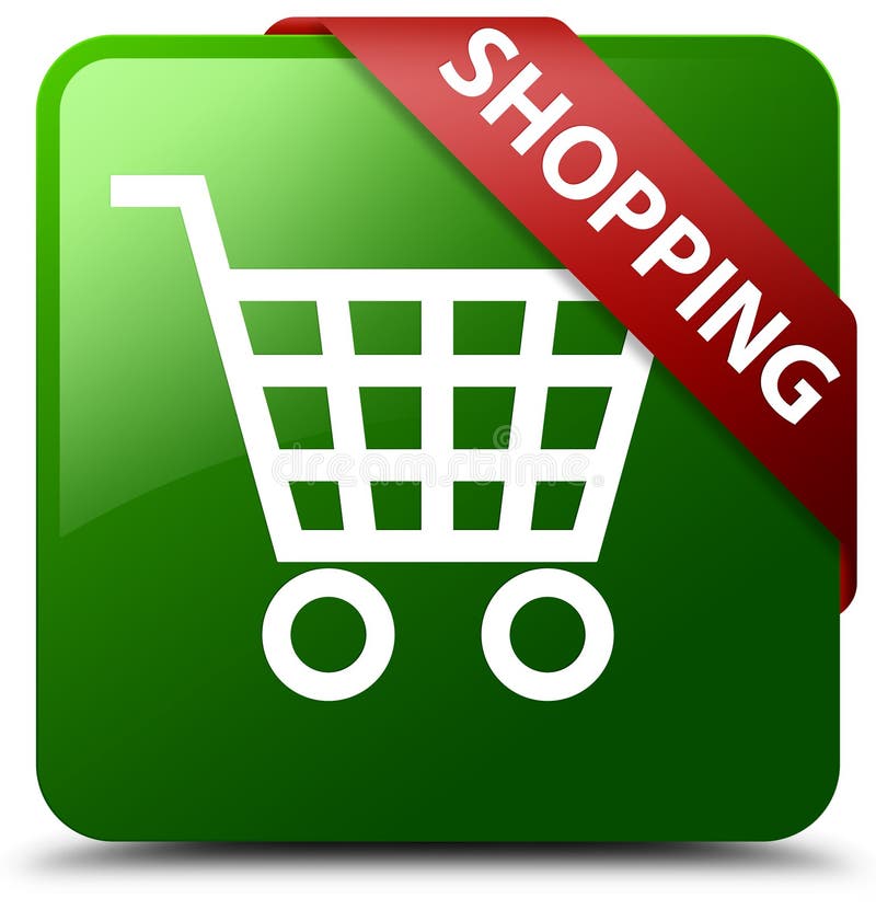 Shopping Green Square Button Stock Illustration - Illustration of sale ...