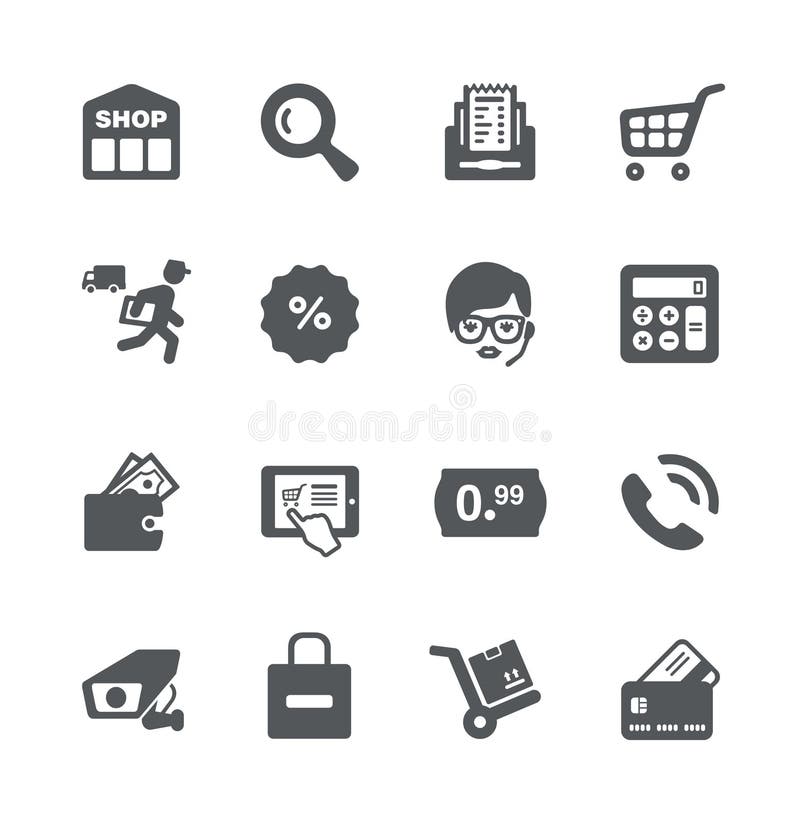 Shopping icon set stock illustration. Illustration of cart - 25362559