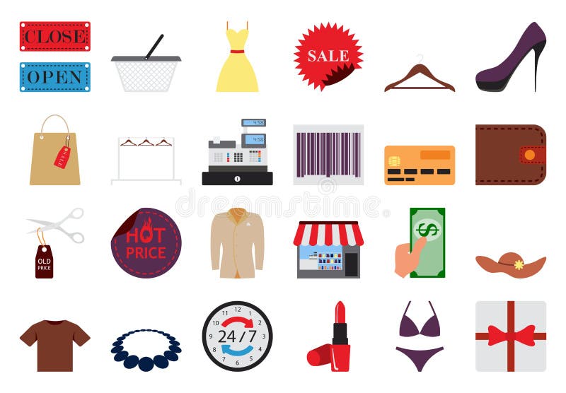 Shopping Icon Set stock vector. Illustration of credit - 244707900