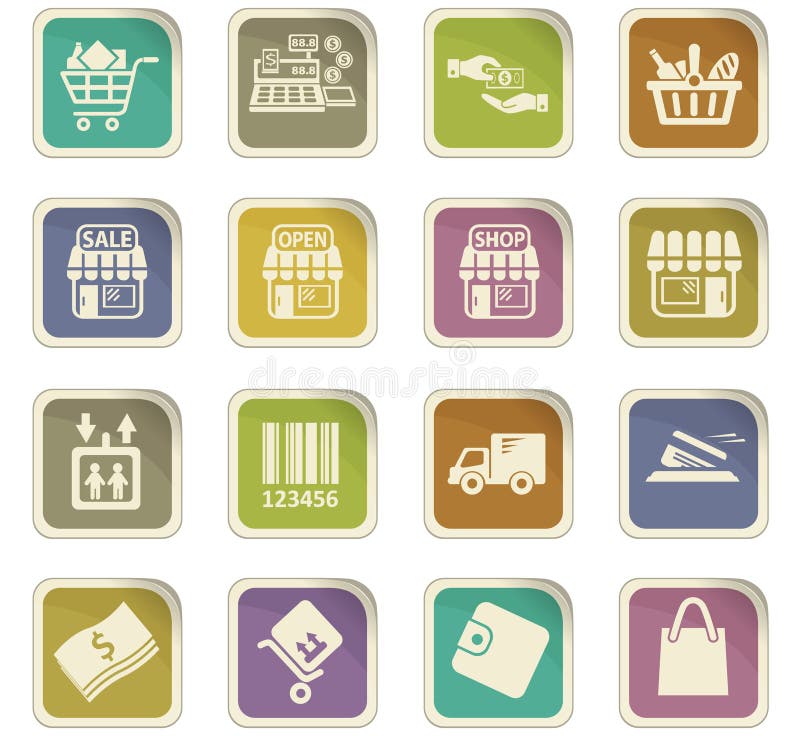 Shopping icon set stock illustration. Illustration of discounts - 89214485