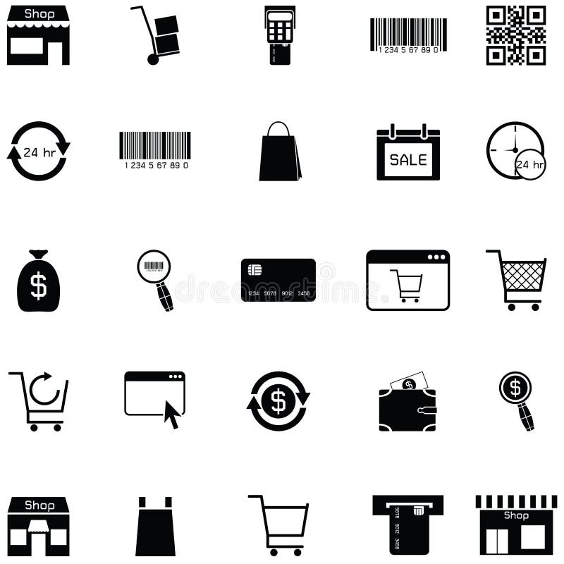 Shopping icon set stock vector. Illustration of money - 139530969