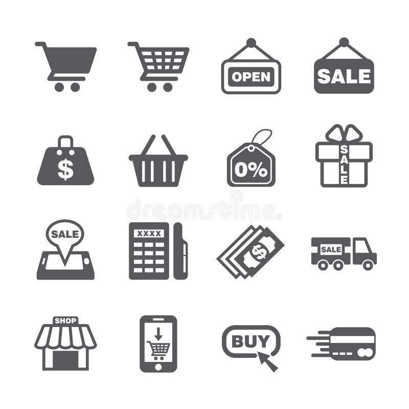Shopping icon set stock vector. Illustration of money - 111027088