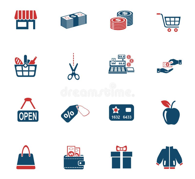 Shopping icon set stock illustration. Illustration of collection - 88277193