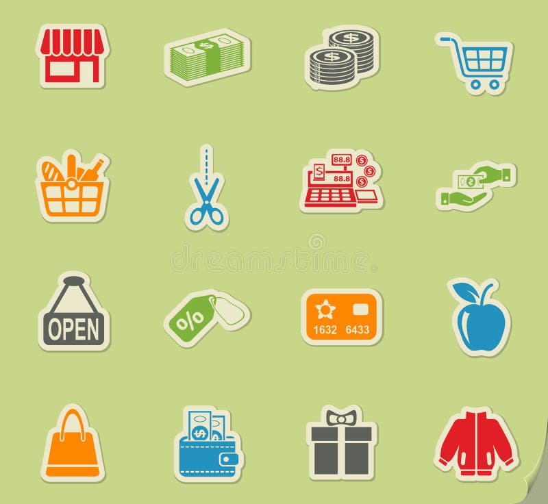 Shopping icon set stock illustration. Illustration of register - 88847277